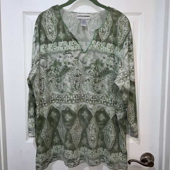 Cathy Daniels | Tops | Cathy Daniels Green Beaded Top | Poshmark